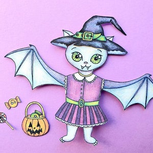 Halloween Colouring Activity, Printable Dress up Paper Doll, Halloween ...