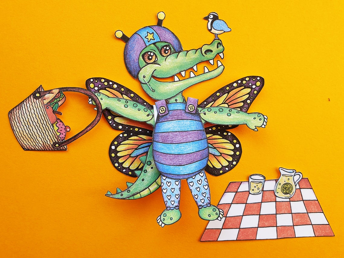 Crocodile Paper Doll DIY Articulated Dress up Puppet Dress | Etsy