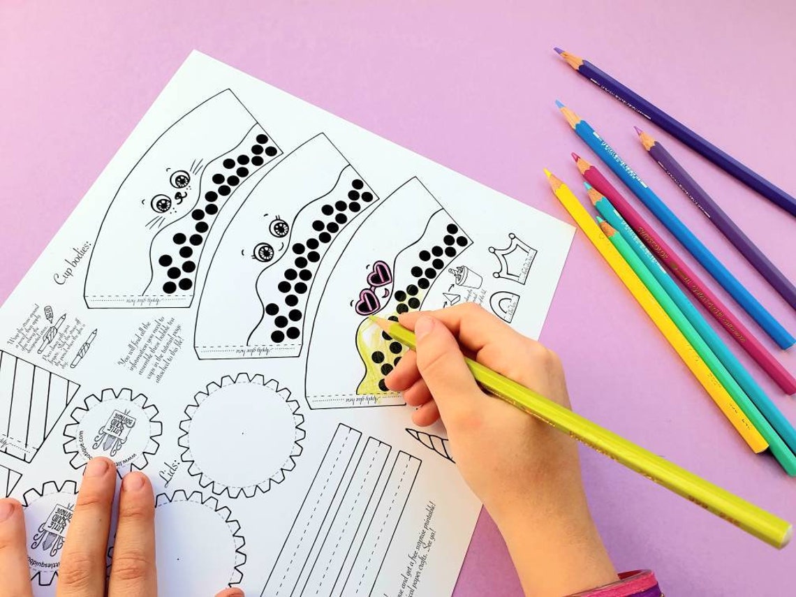 Printable Bubble Tea Craft, Boba Tea Template, DIY Party Favour Box ...