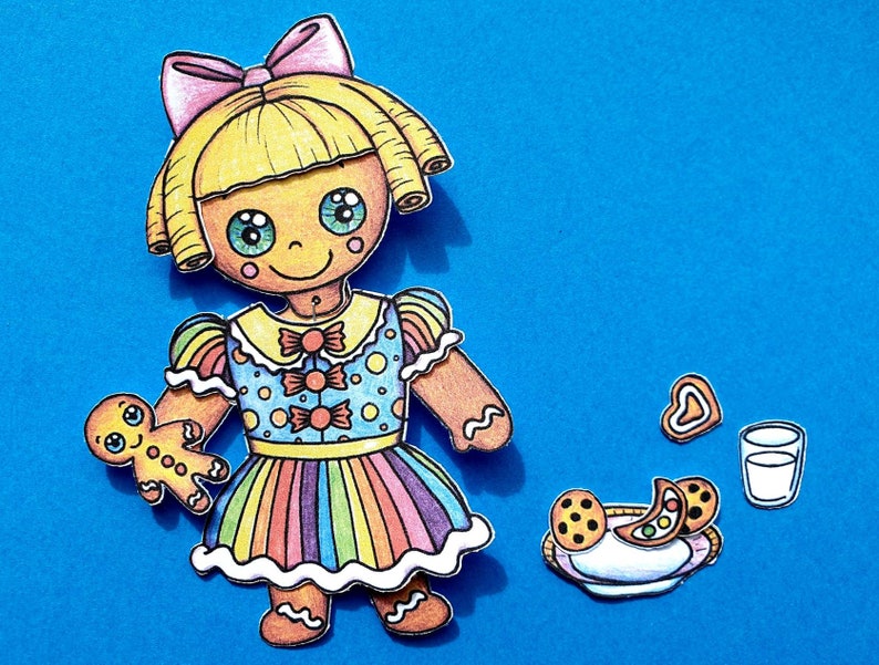 Printable Dress up Paper Doll, Articulated DIY Gingerbread Man, Candy ...