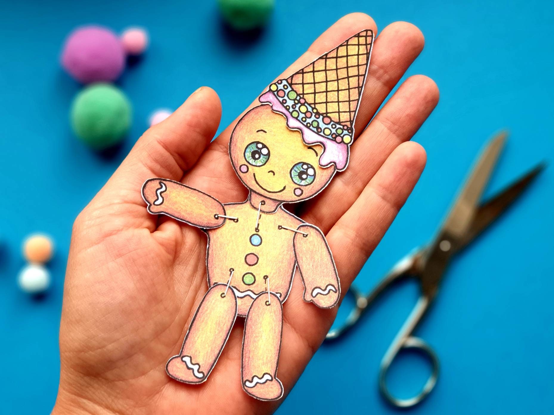 Printable Dress up Paper Doll, Articulated DIY Gingerbread Man, Candy ...