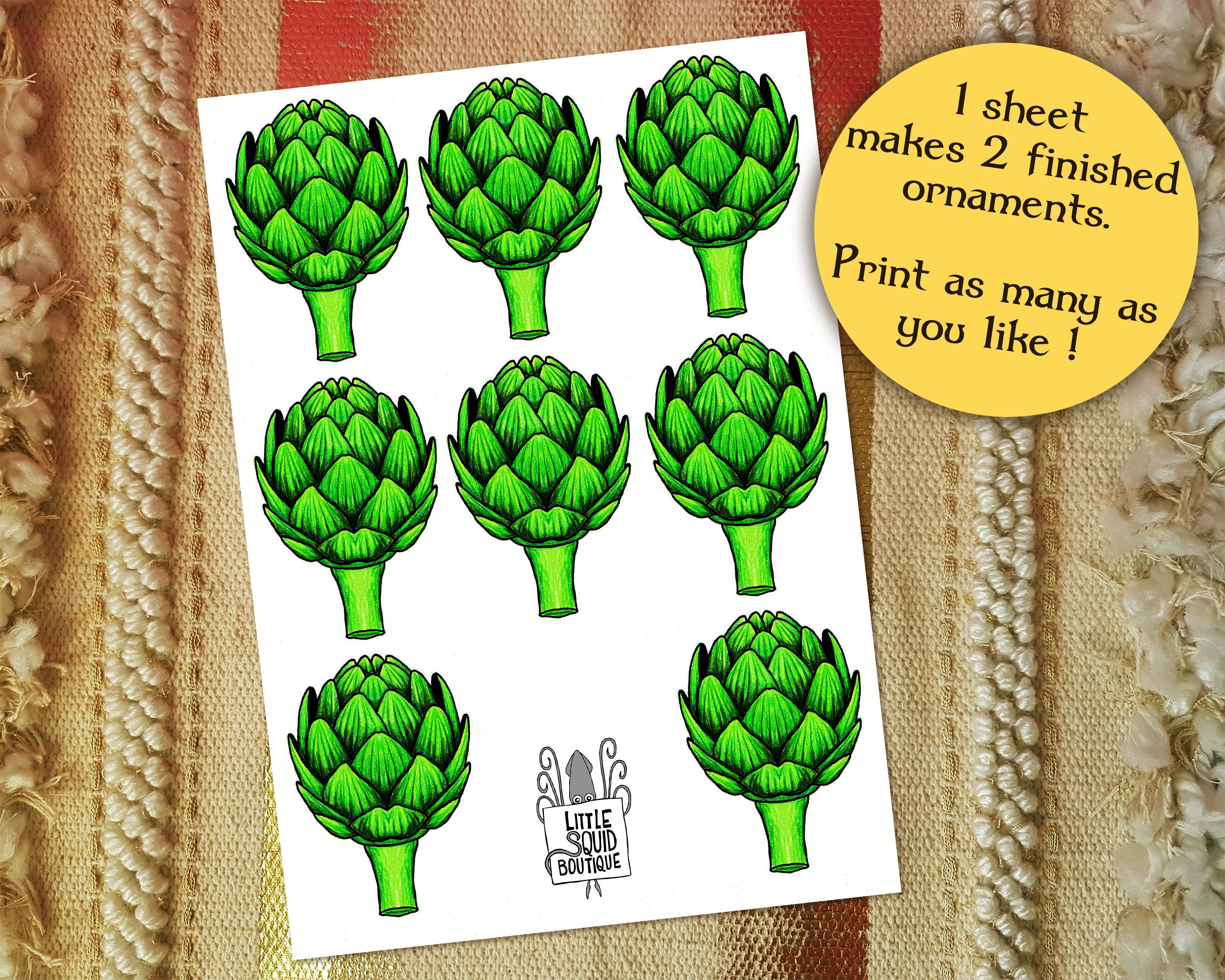 DIY Vegetable Home Decor Printable 3D Paper Artichoke Veggie - Etsy