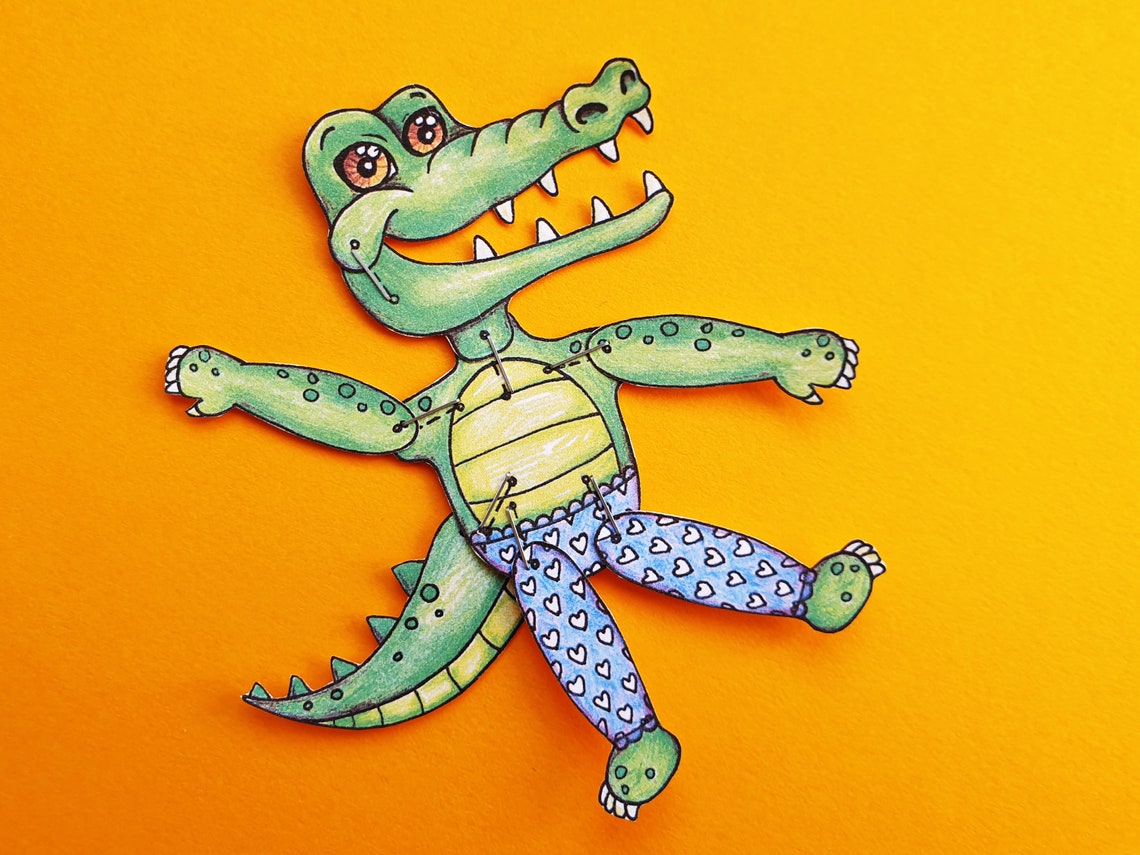 Crocodile Paper Doll DIY Articulated Dress up Puppet Dress | Etsy