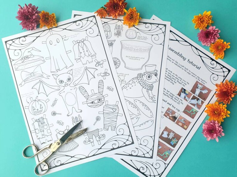 Halloween Colouring Activity, Printable Dress up Paper Doll, Halloween ...