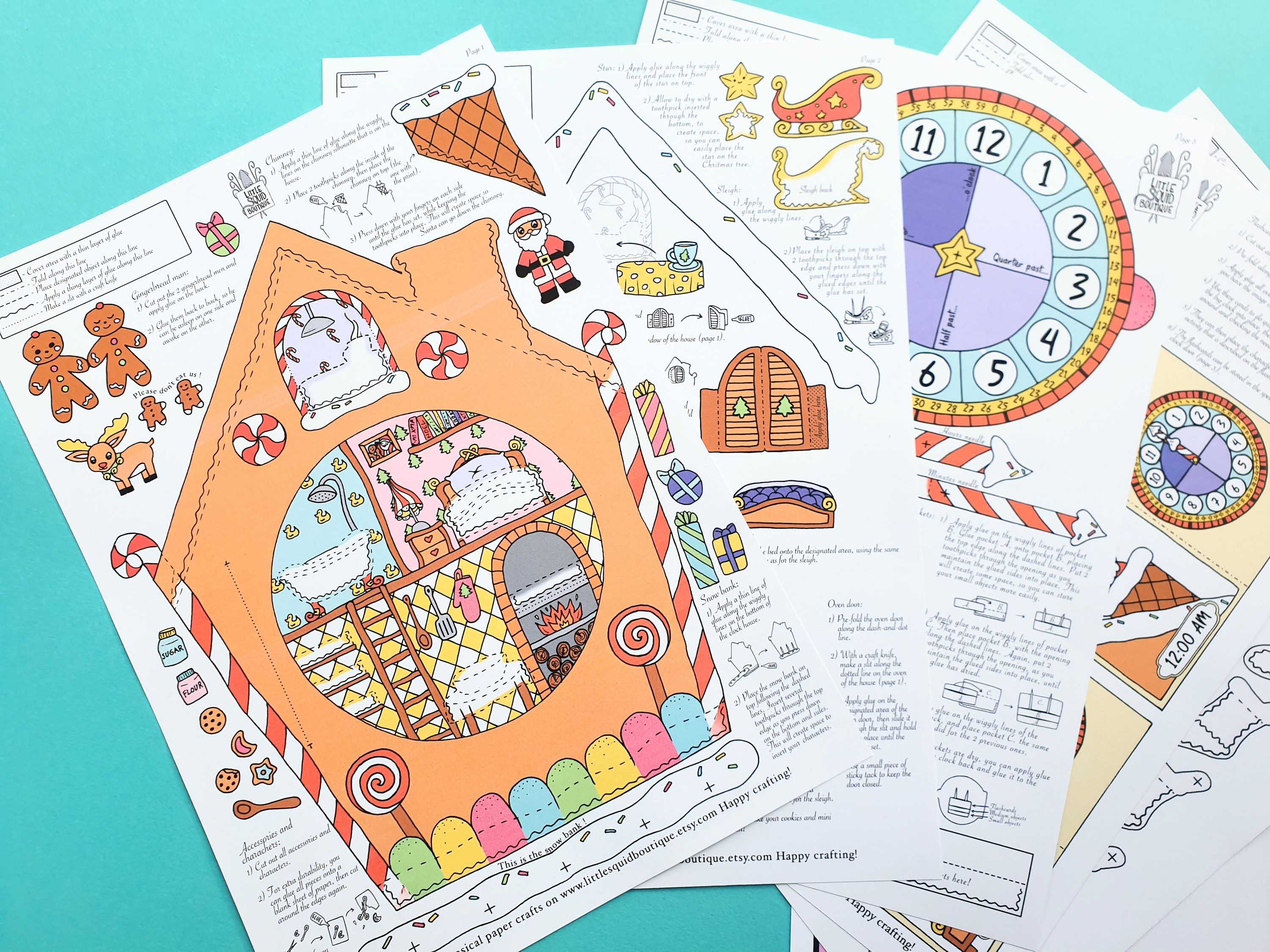 Printable Christmas Clock, Learn to Tell Time, DIY Christmas Learning ...