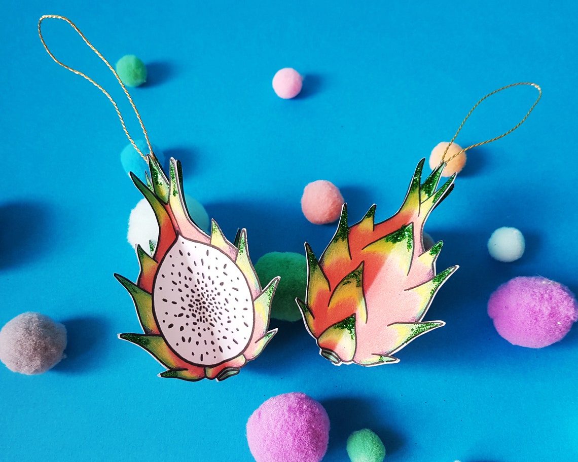 Dragon Fruit Paper Decoration Printable DIY Tropical Decor - Etsy