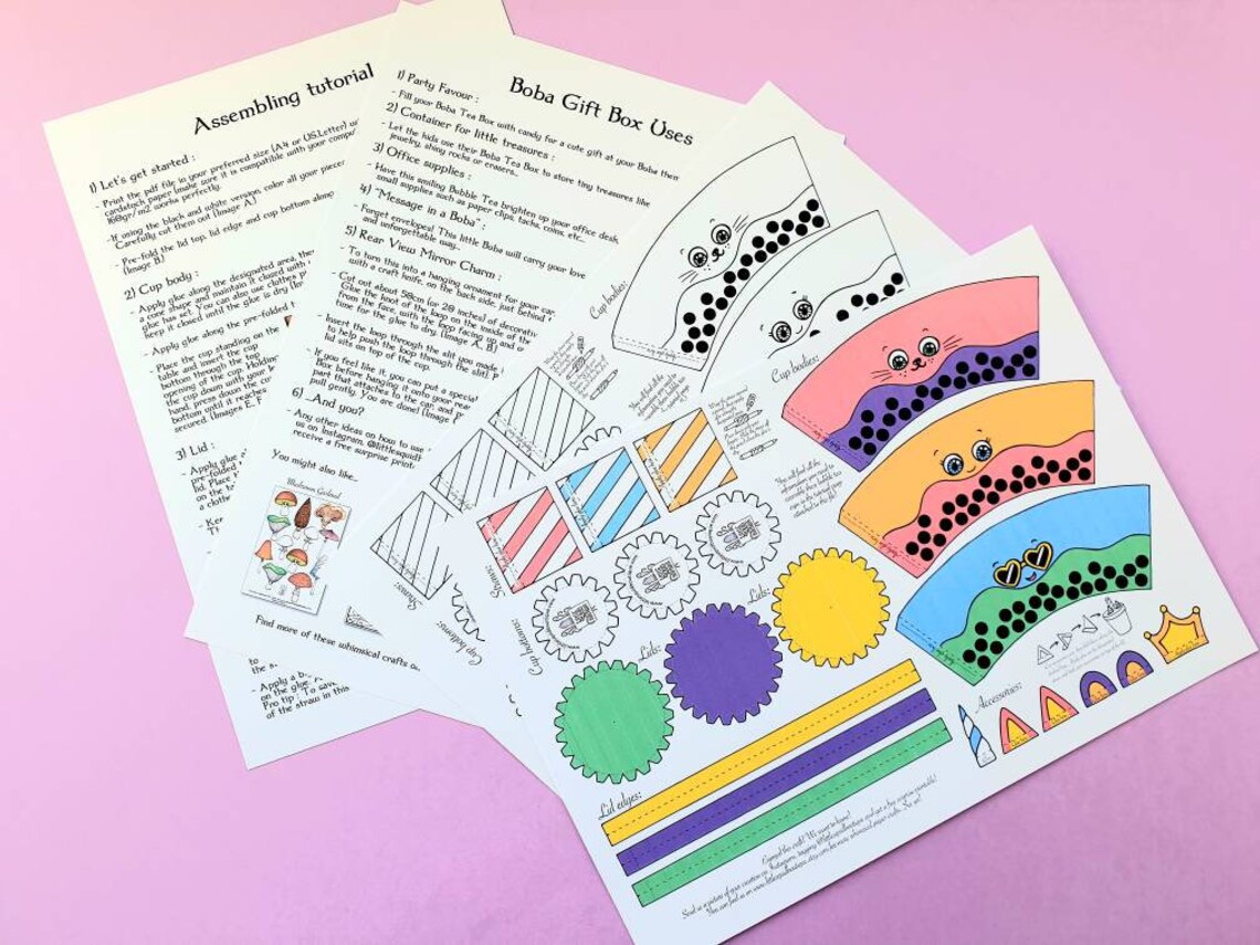 Printable Bubble Tea Craft, Boba Tea Template, DIY Party Favour Box ...