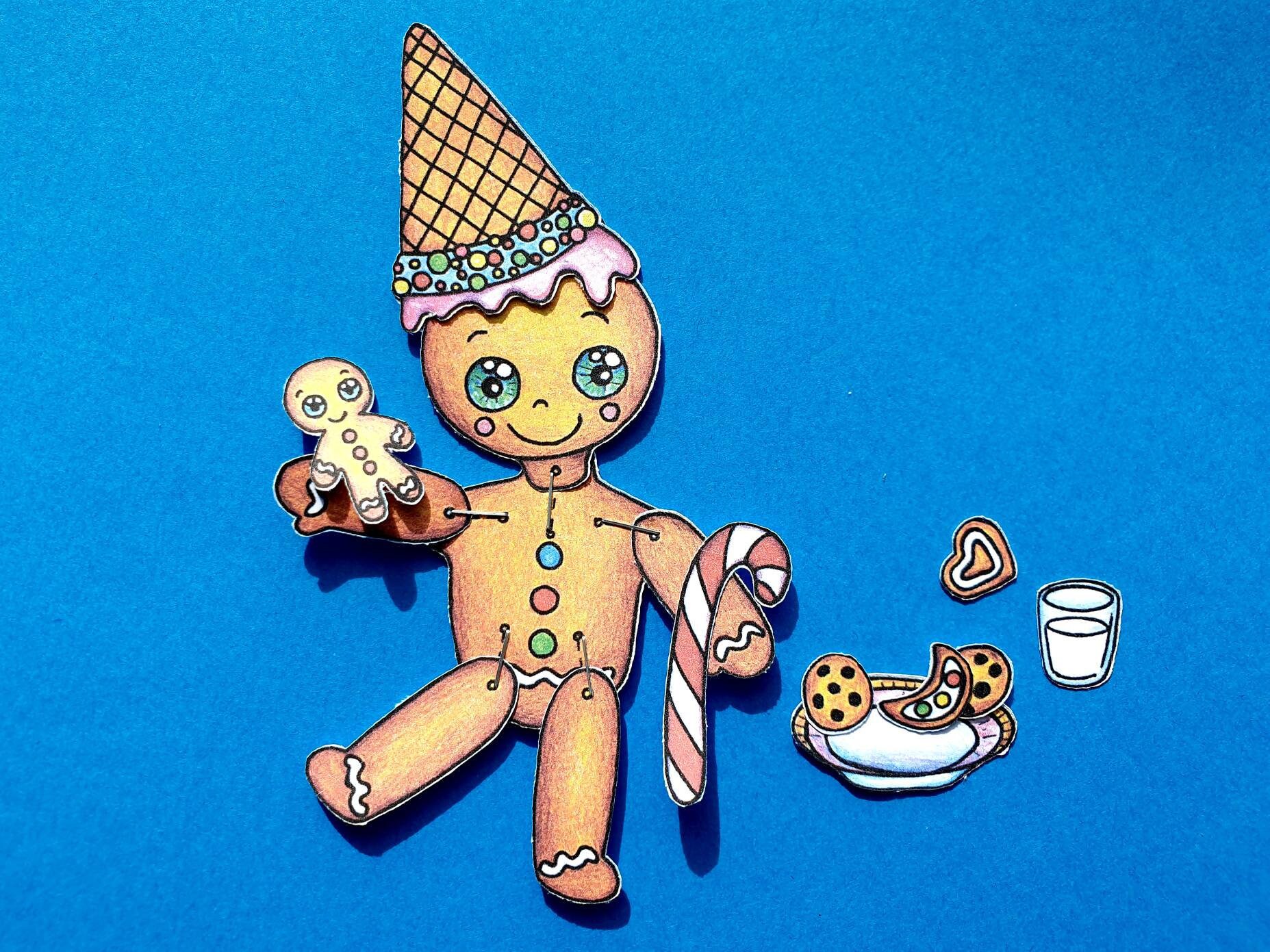 Printable Dress up Paper Doll, Articulated DIY Gingerbread Man, Candy ...