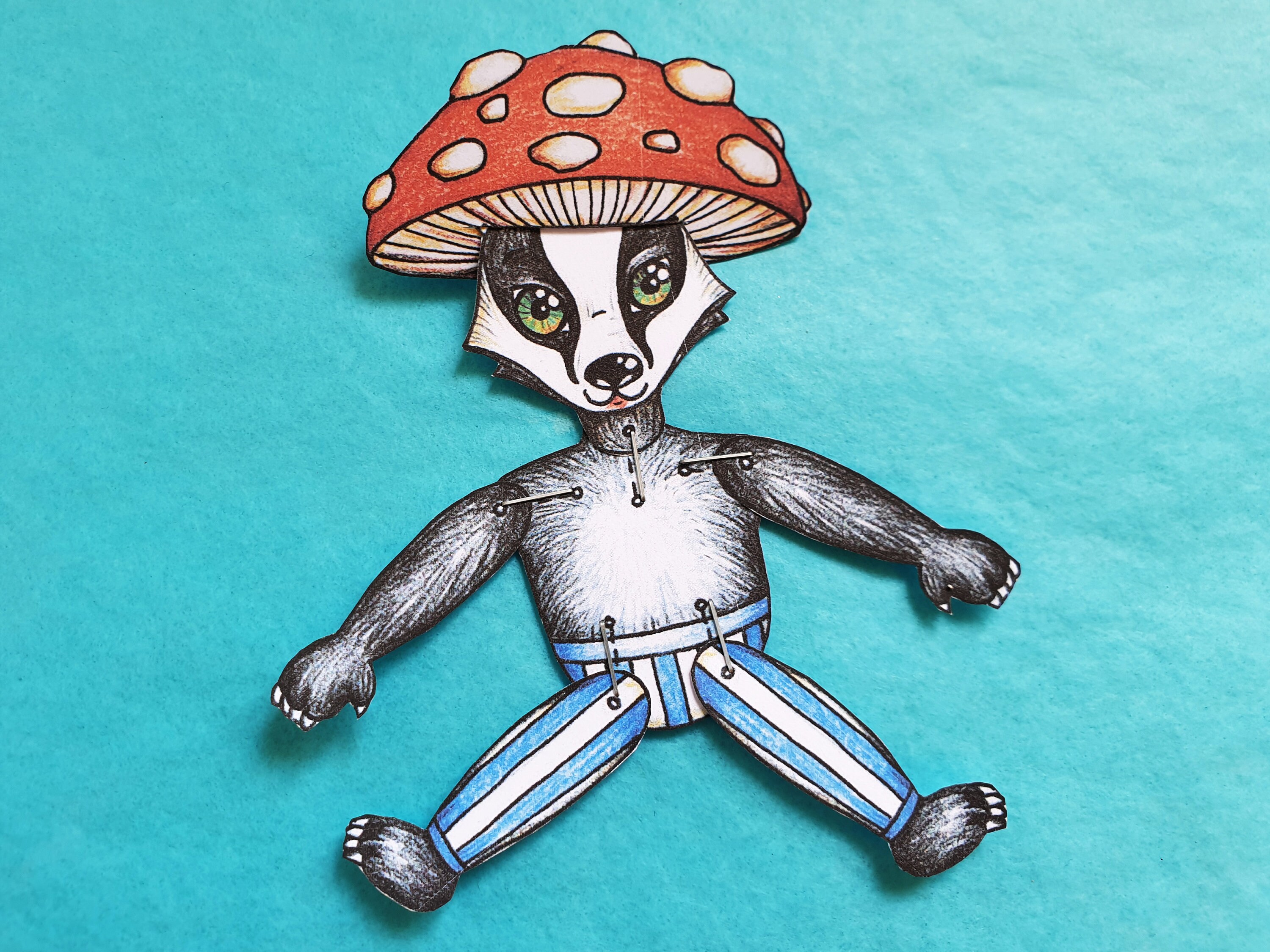 Printable Woodland Paper Doll, Articulated Badger Dress up Game, Animal ...