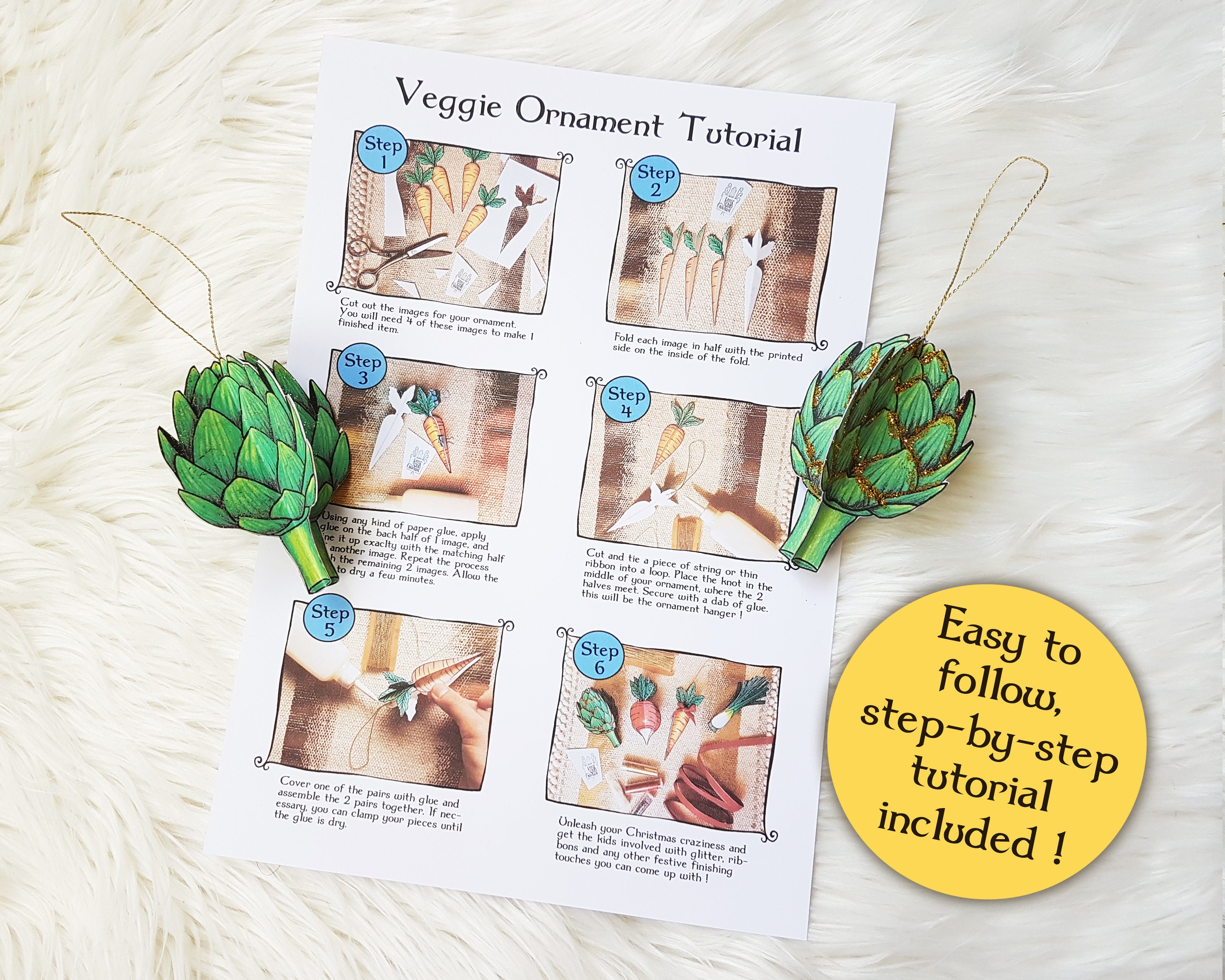 DIY Vegetable Home Decor Printable 3D Paper Artichoke Veggie - Etsy