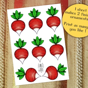 Printable Radish Decorations, Spring Paper Decor, DIY Vegetables for ...
