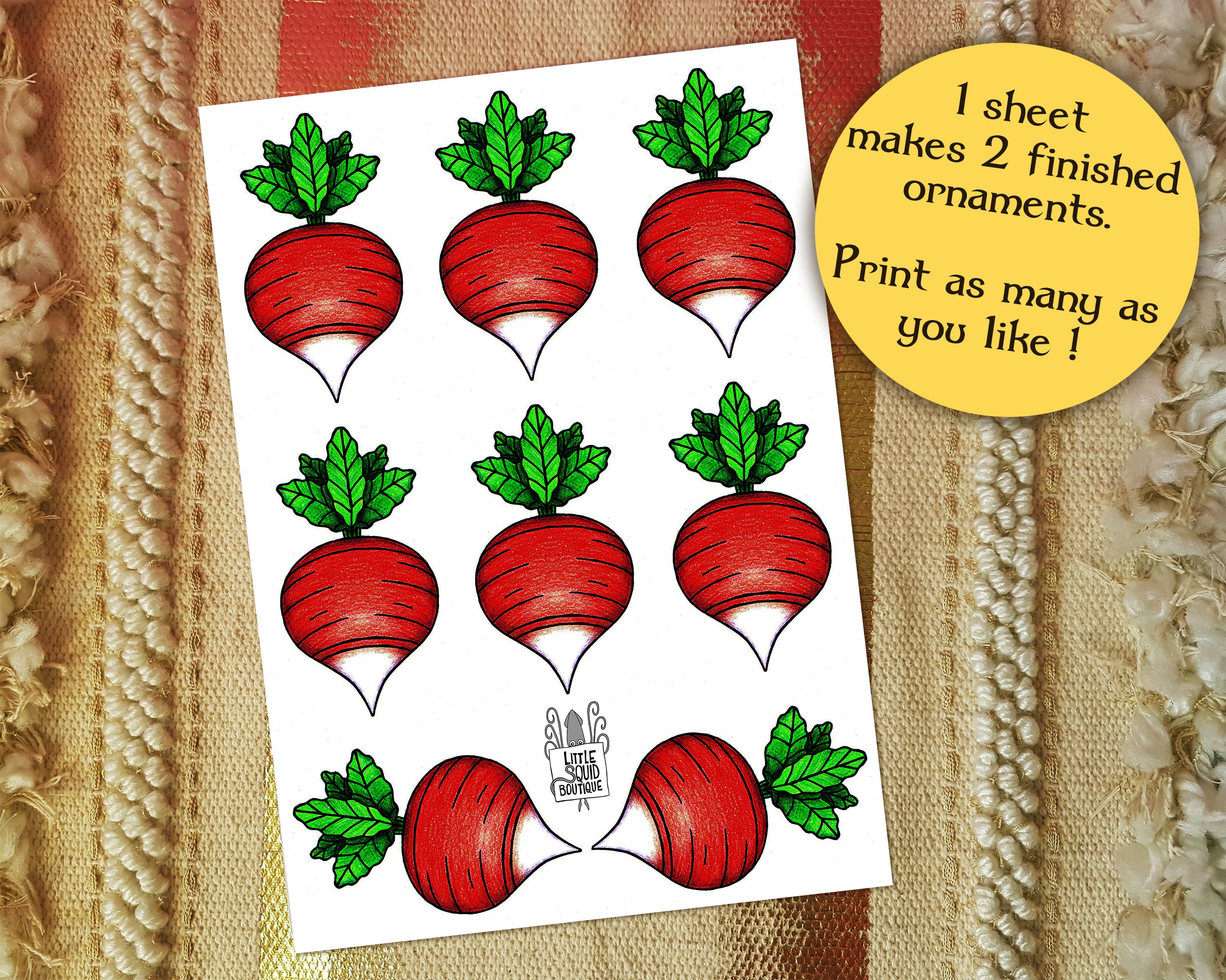 Printable Radish Decorations, Spring Paper Decor, DIY Vegetables for ...