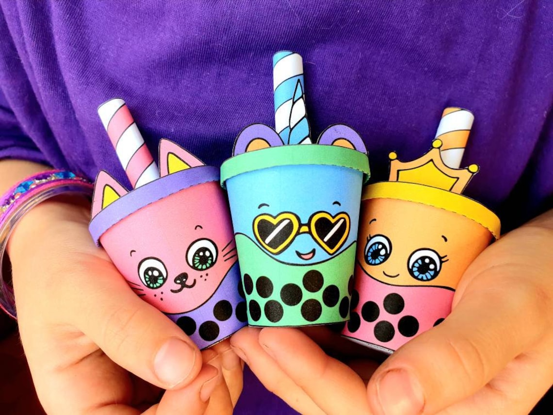 Printable Kawaii Bubble Tea Gift Box: DIY Party Favor Craft (digital Download) - Etsy