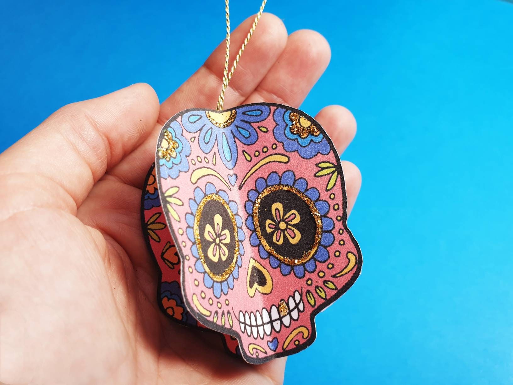 Printable 3D Sugar Skull Card, Day of the Dead Coloring Craft (digital ...