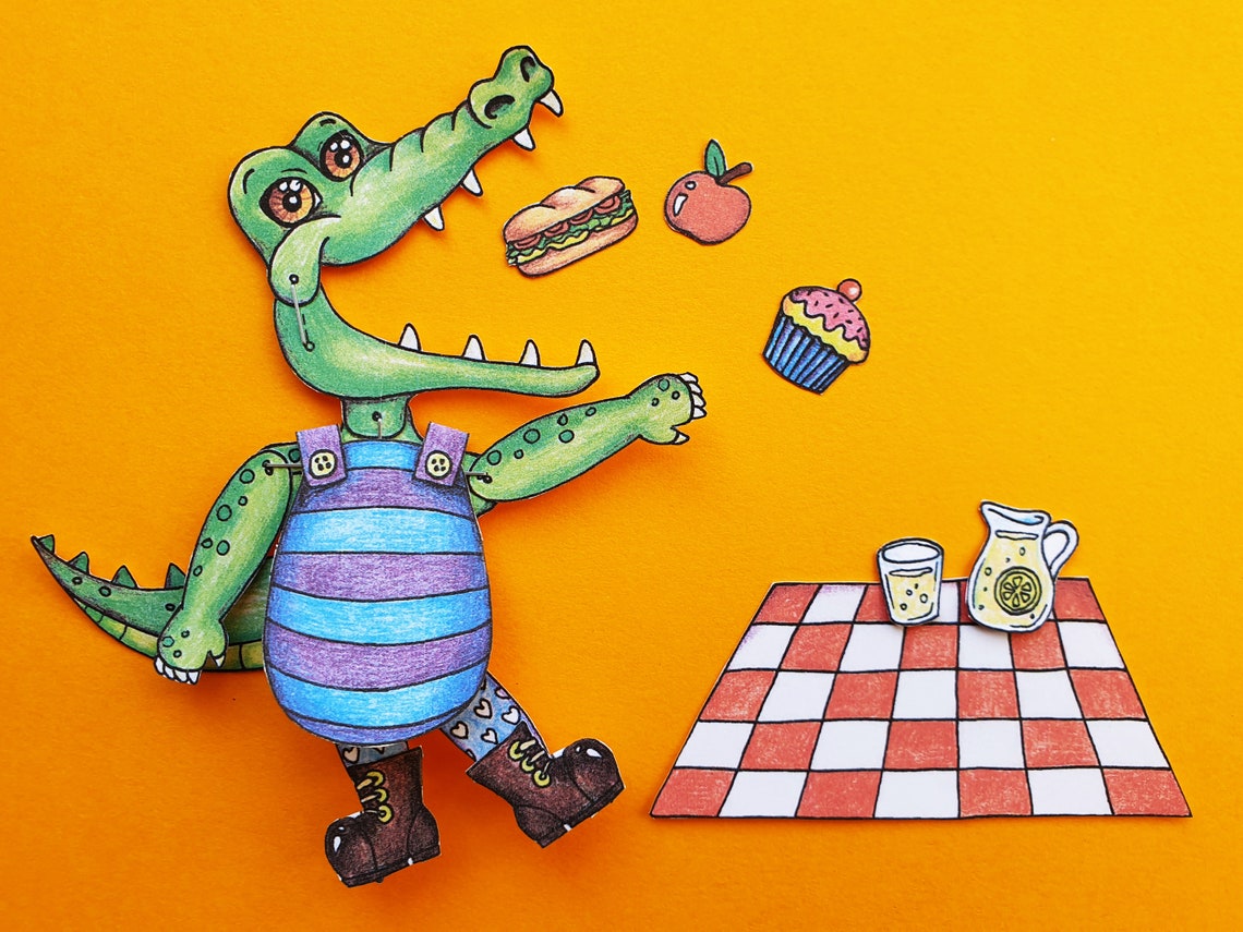 Crocodile Paper Doll DIY Articulated Dress up Puppet Dress | Etsy