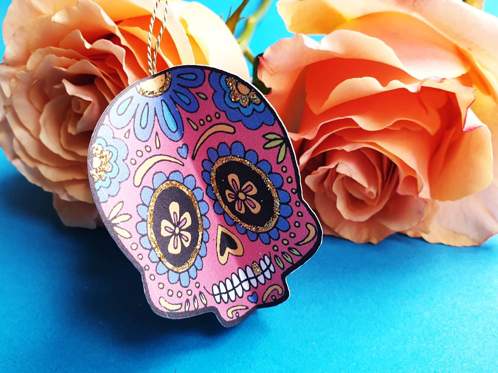 Printable 3D Sugar Skull Card, Day of the Dead Coloring Craft (digital ...