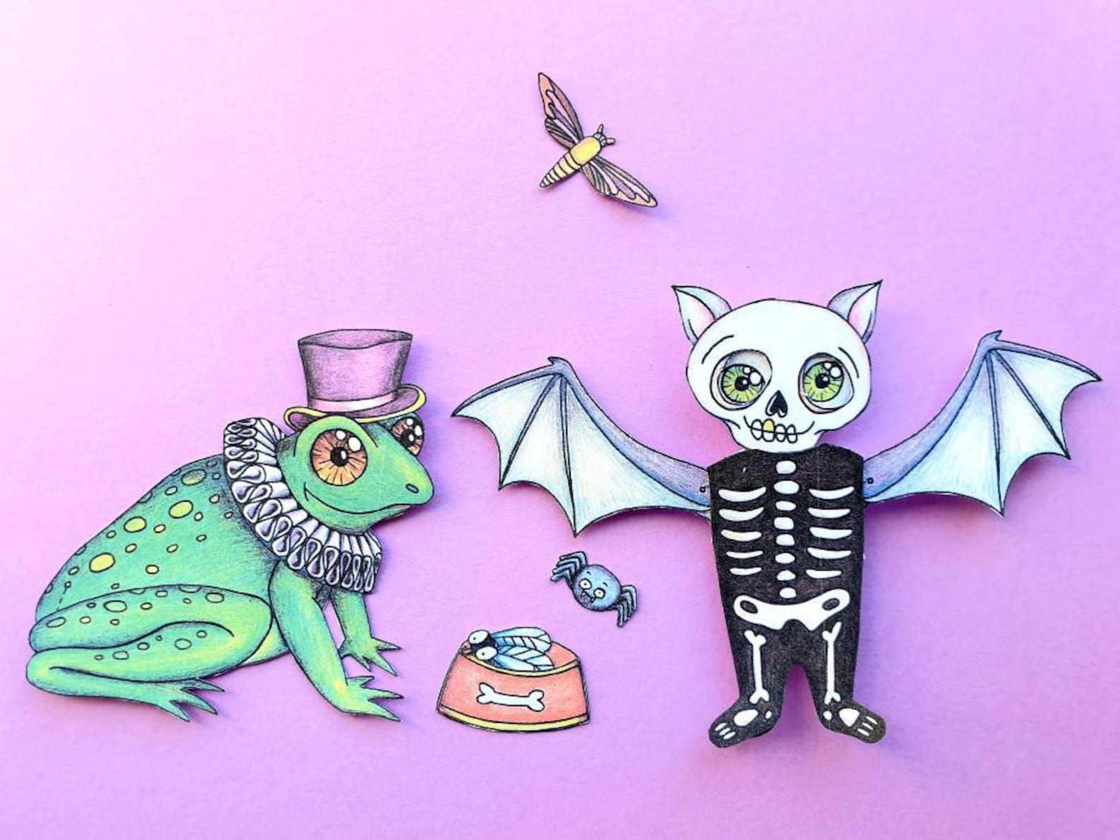 Halloween Printable Craft for Kids, Bat and Toad Articulated Paper ...