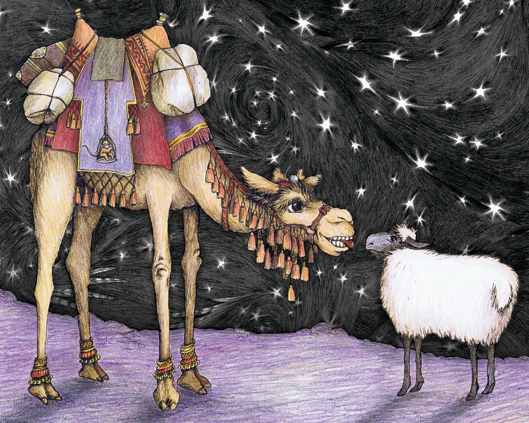 Camel With Sheep in Starry Night Wall Decor, Print Your Own Night Sky ...