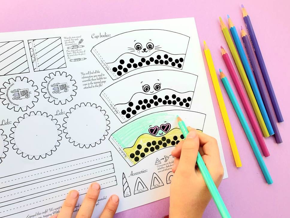 Printable Kawaii Bubble Tea Gift Box: DIY Party Favor Craft (digital ...