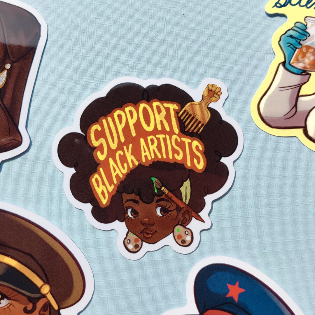 Support Black Artists Vinyl Sticker (for Water Bottles, Laptops ...