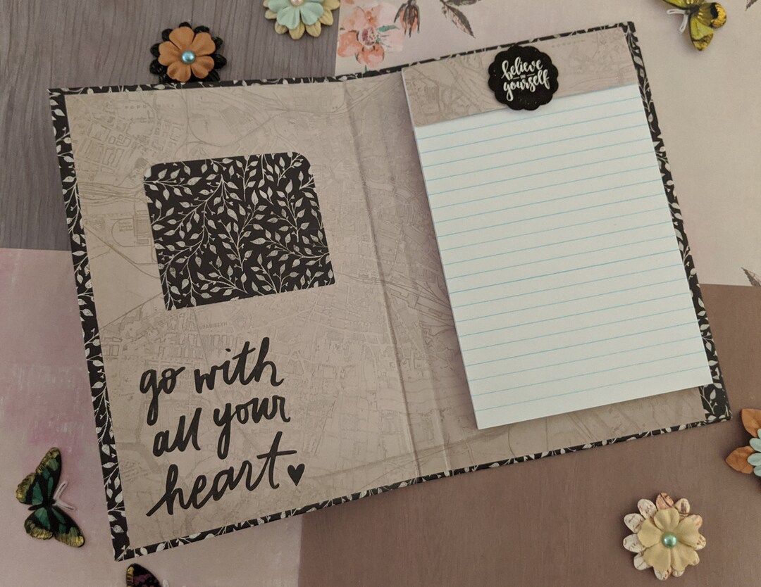 6 X 9 Handmade Book-style Notepad Black Leaf - Etsy