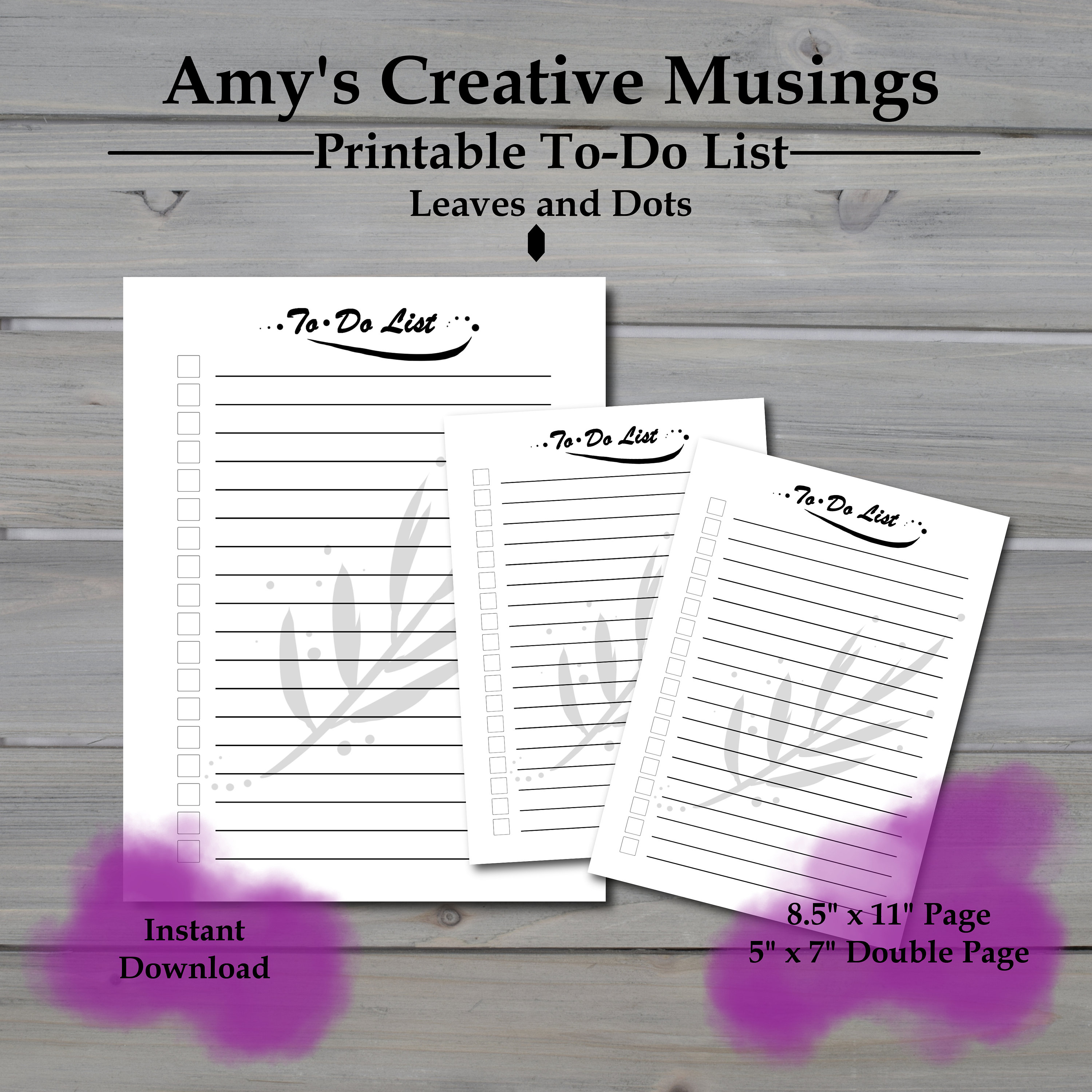 Printable To-Do List: Leaves and Dots 8.5 x 11 Page and 5 x 7 | Etsy