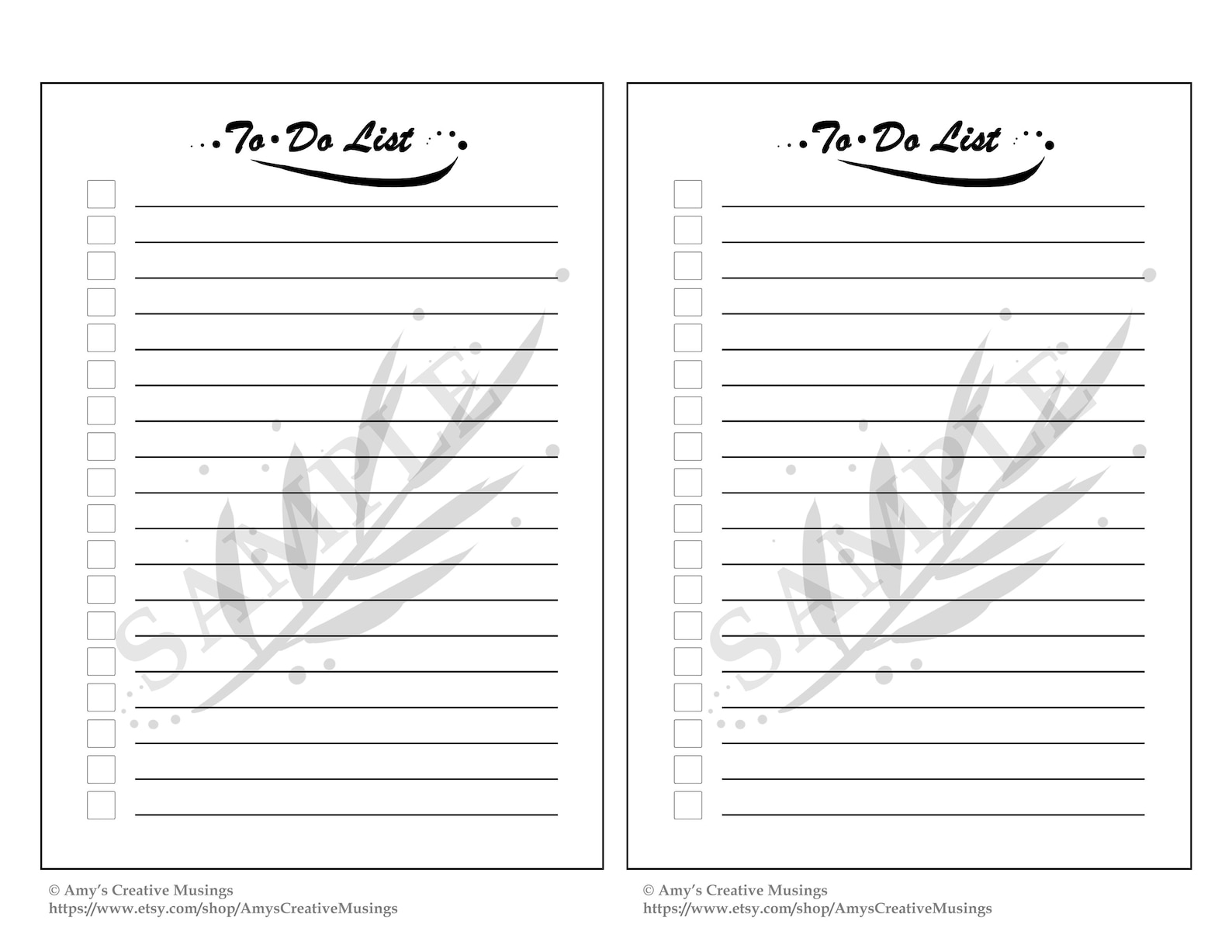 Printable To-do List: Leaves and Dots, 8.5 X 11 Page and 5 X 7 Double ...