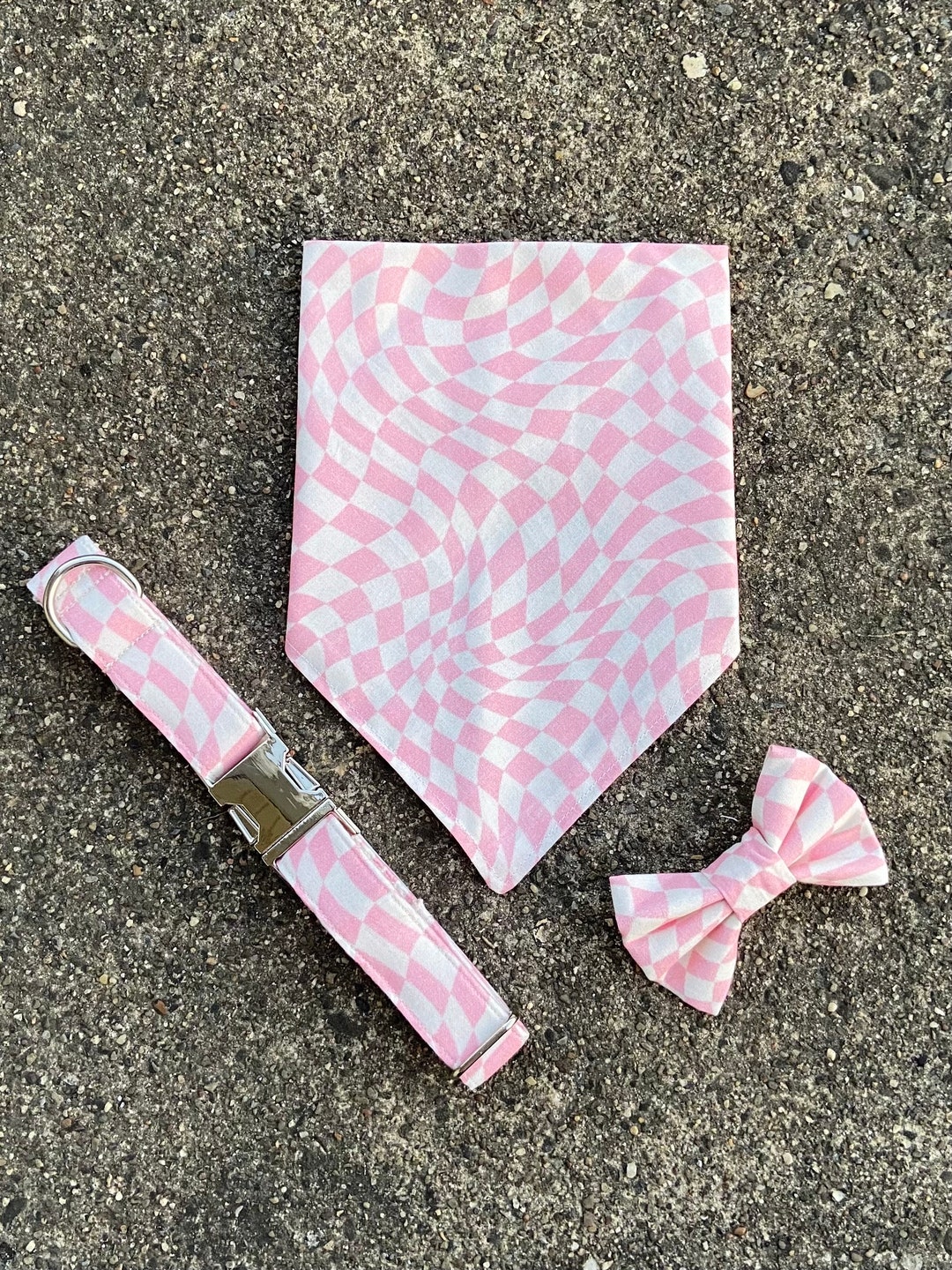 Pink and White Wavy Checkerboard Bandana (bandana ONLY) - Etsy
