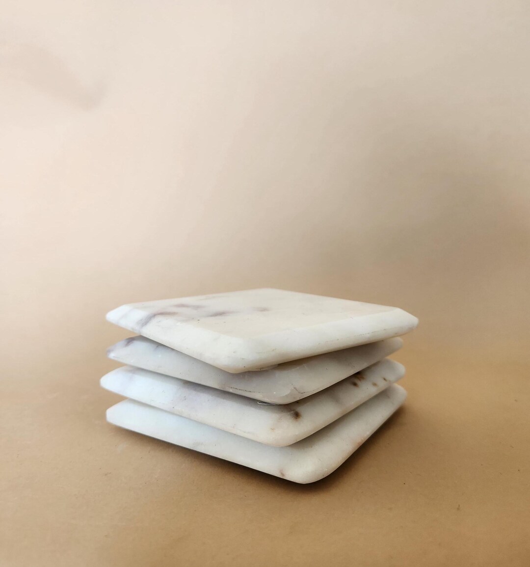 Marble Alabaster Coasters / Stone Drink Coasters / Set of 4 - Etsy