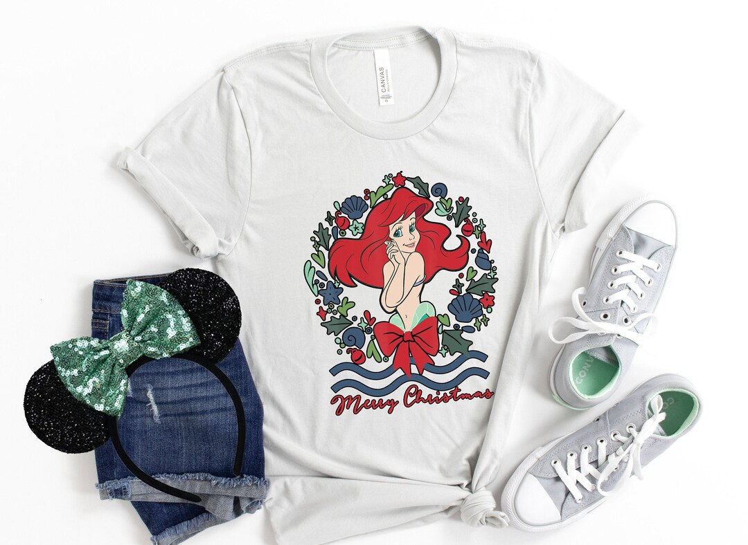 La Sirenita Ariel Feliz Navidad Inspirado en Disney Vacaciones Camiseta ...