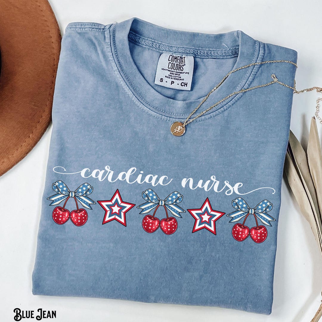 4th of July Cardiac Nurse Shirt, Vascular Heart Nurse Patriotic Tee ...
