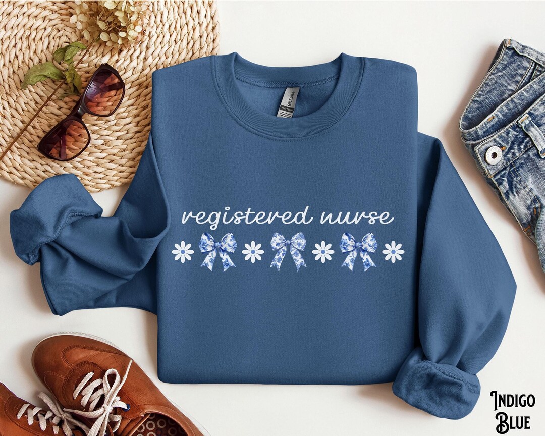 Registered Nurse Sweatshirt, RN Sweater, Coquette, Bow, Flowers, Floral ...