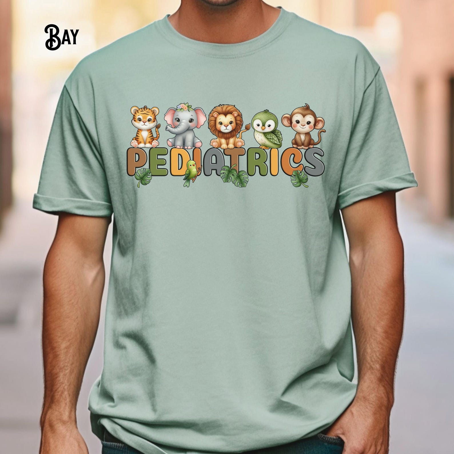 Pediatrics Shirt, PEDS Nurse Jungle Animals Tee, Safari, Comfort Colors ...