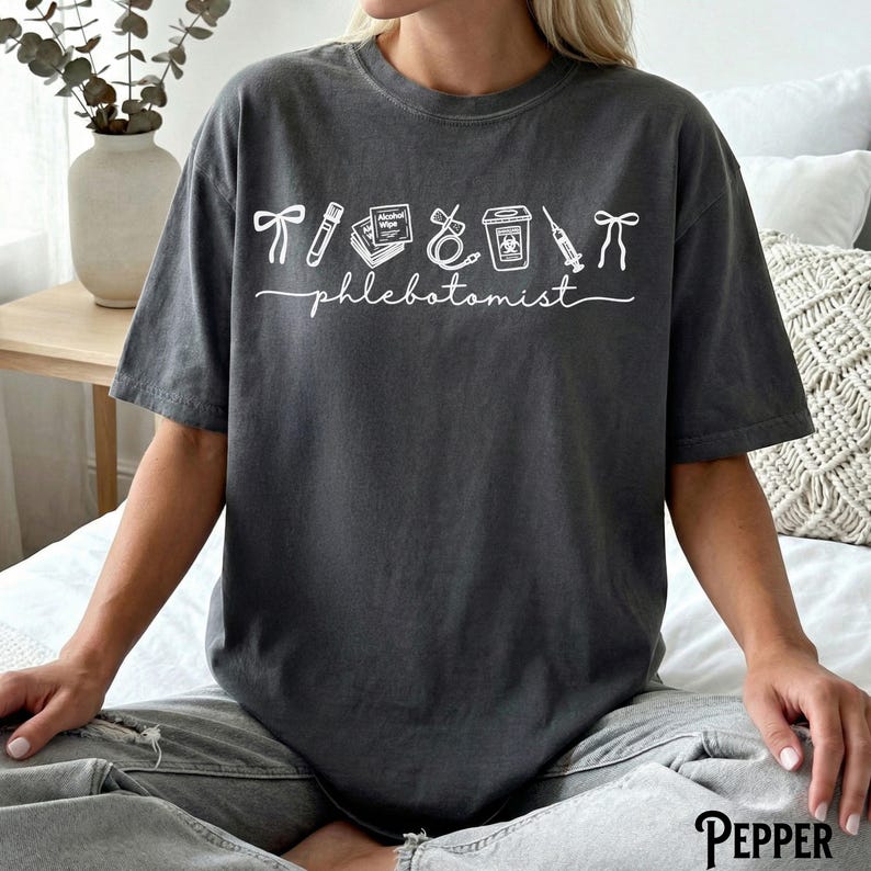 Comfort Colors, Phlebotomist Shirt, Doodle Coquette Phlebotomy ...