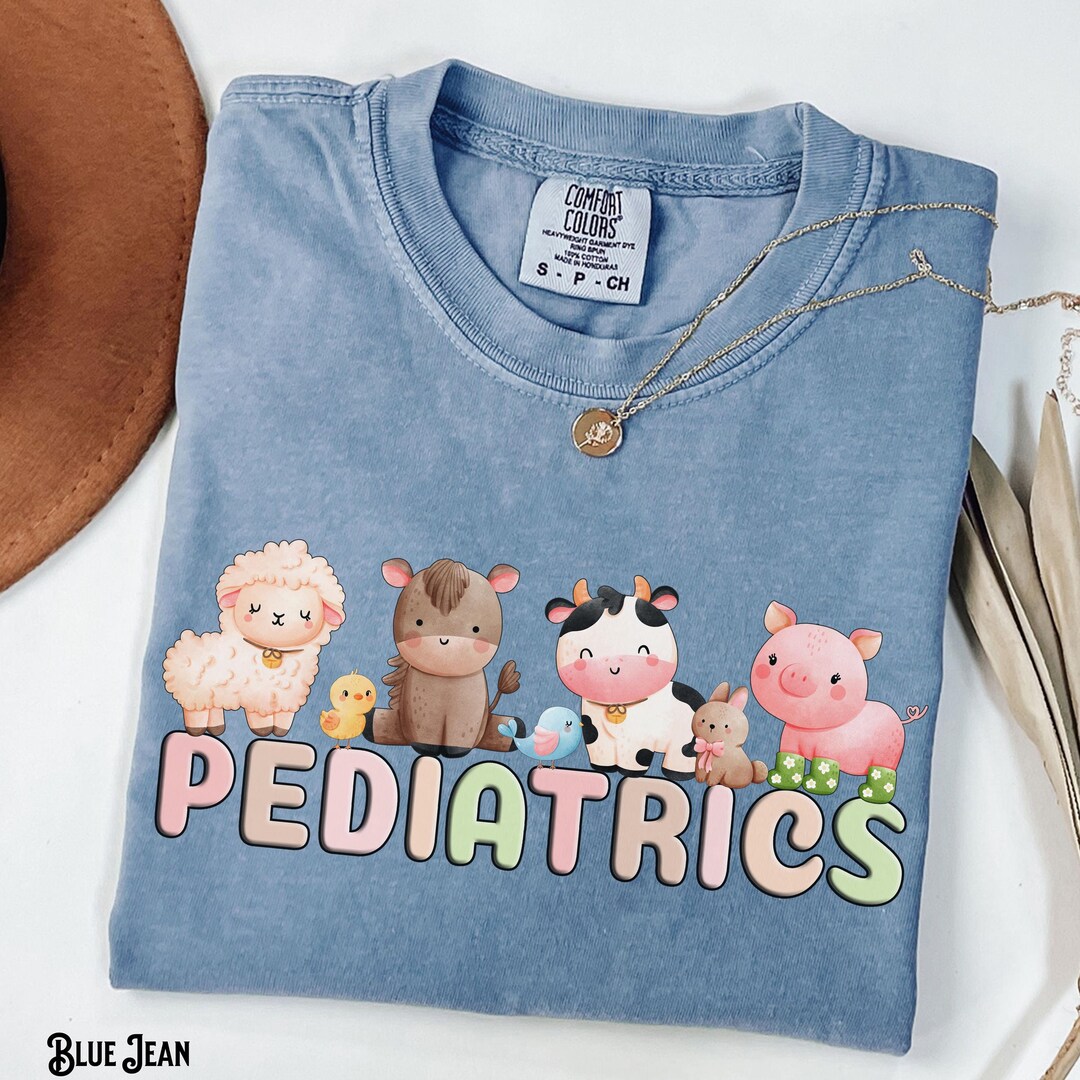 Pediatrics Shirt, PEDS Nurse Tee, Farm Animals, Comfort Colors ...