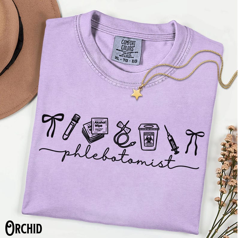 Comfort Colors, Phlebotomist Shirt, Doodle Coquette Phlebotomy ...