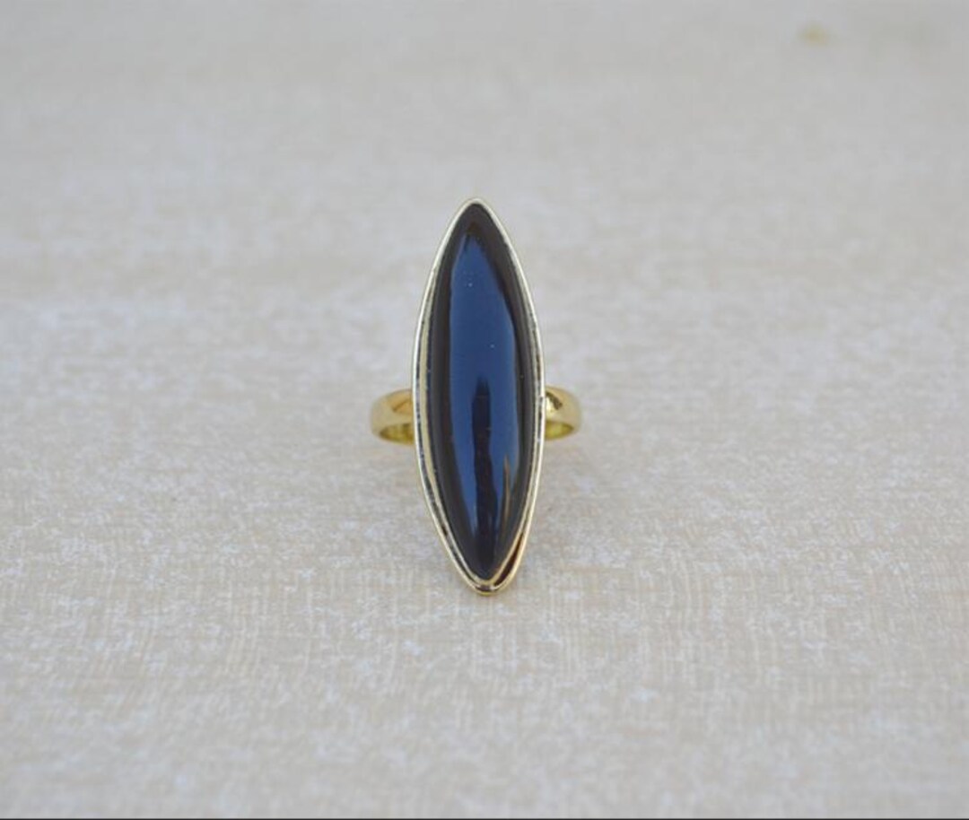Black Onyx Ring, Marquies Shape Ring, July Birthstone, Gemstone Jewelry ...