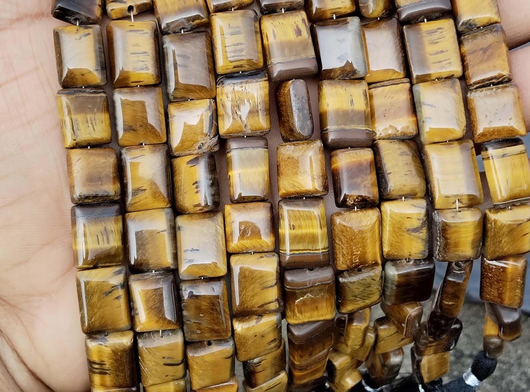 8” Strand of Smooth Rectangle Tiger Eye Beads – Loose Gemstones for ...