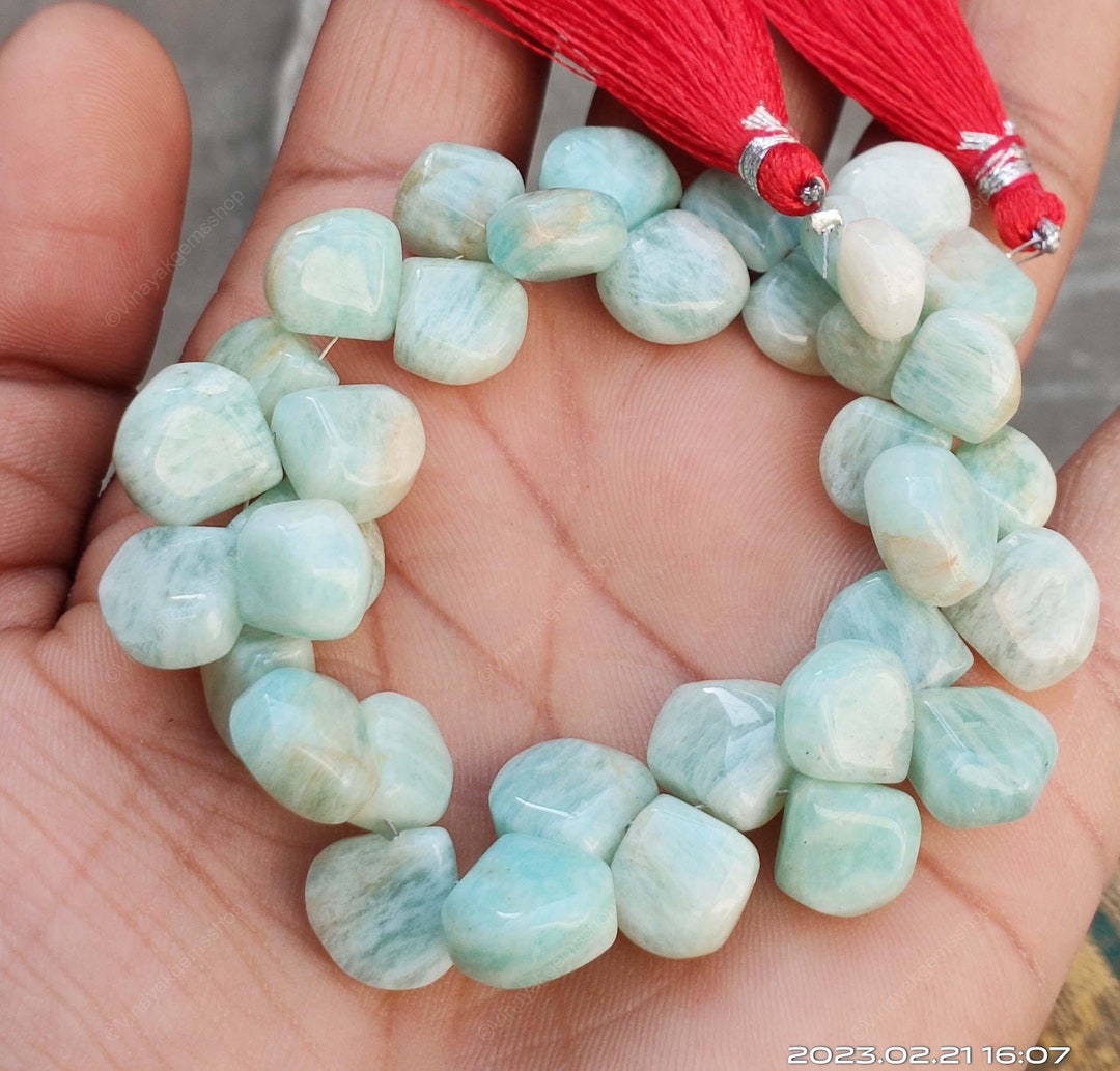 Green Natural Amazonite Heart Smooth 7 Inch Top Drilled Beads - Etsy