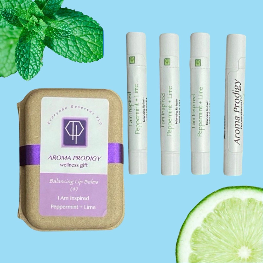 Aromatherapy Lip Balm Gift Box Peppermint & Lime Scented Lip Balm Set I ...