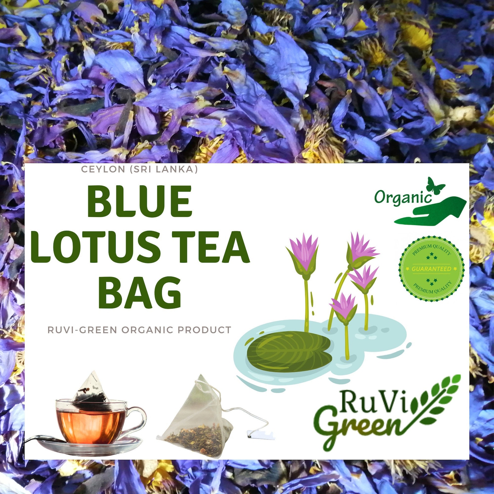 Organic Blue Lotus Tea Bag Nymphaea Caerulea Whole Flowers - Etsy UK