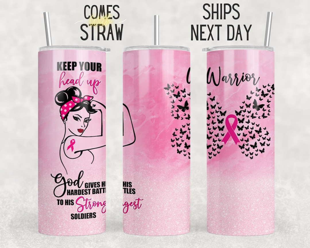 Breast Cancer Warrior Tumbler for Woman, Breast Cancer Tumbler, Pink ...