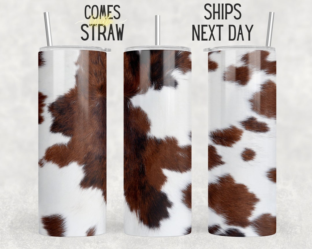 Cowhide Western Tumbler, Personalized Cow Print Tumbler With Name ...