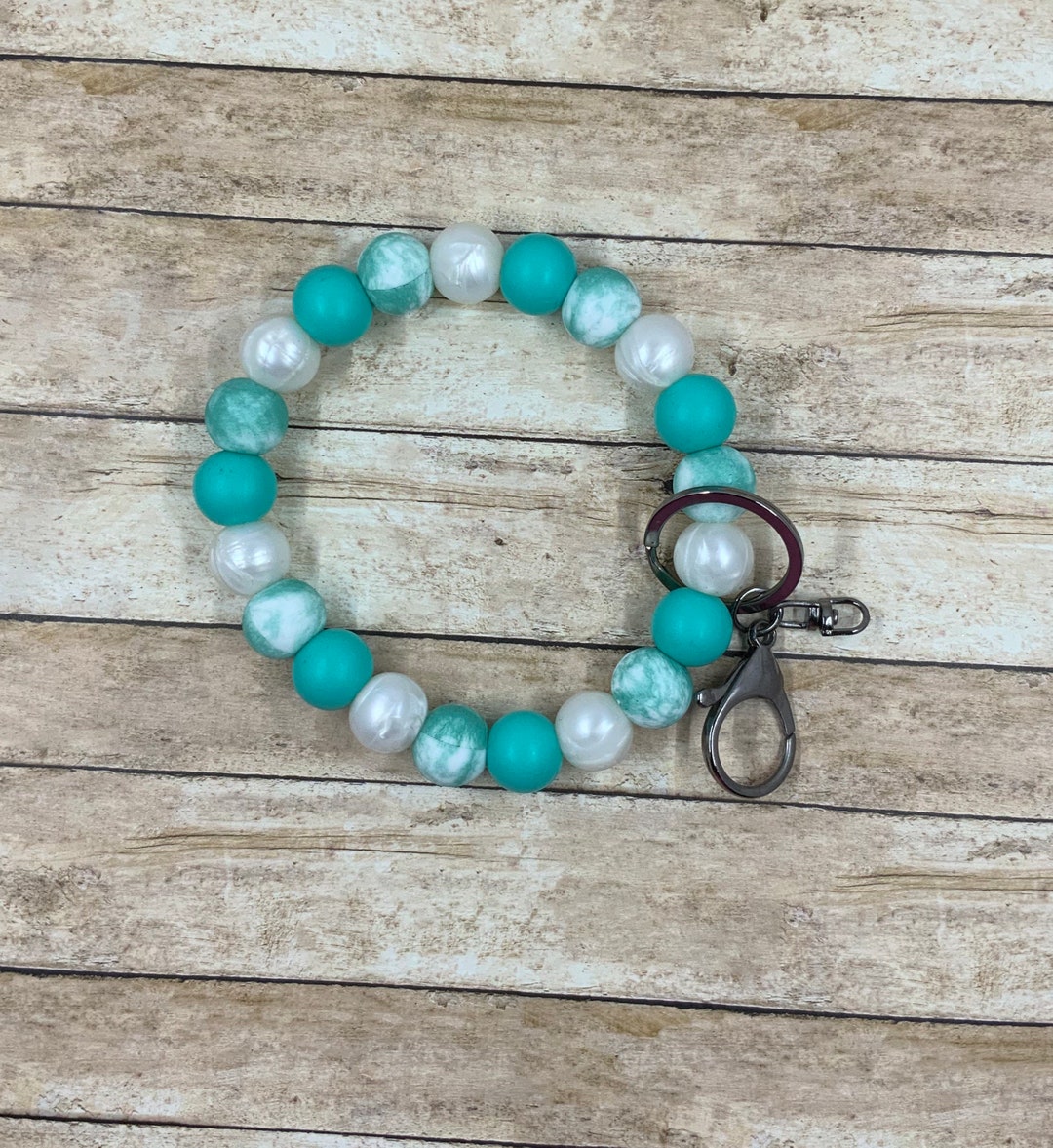 Turquoise Swirl Wristlet Keychain - Etsy