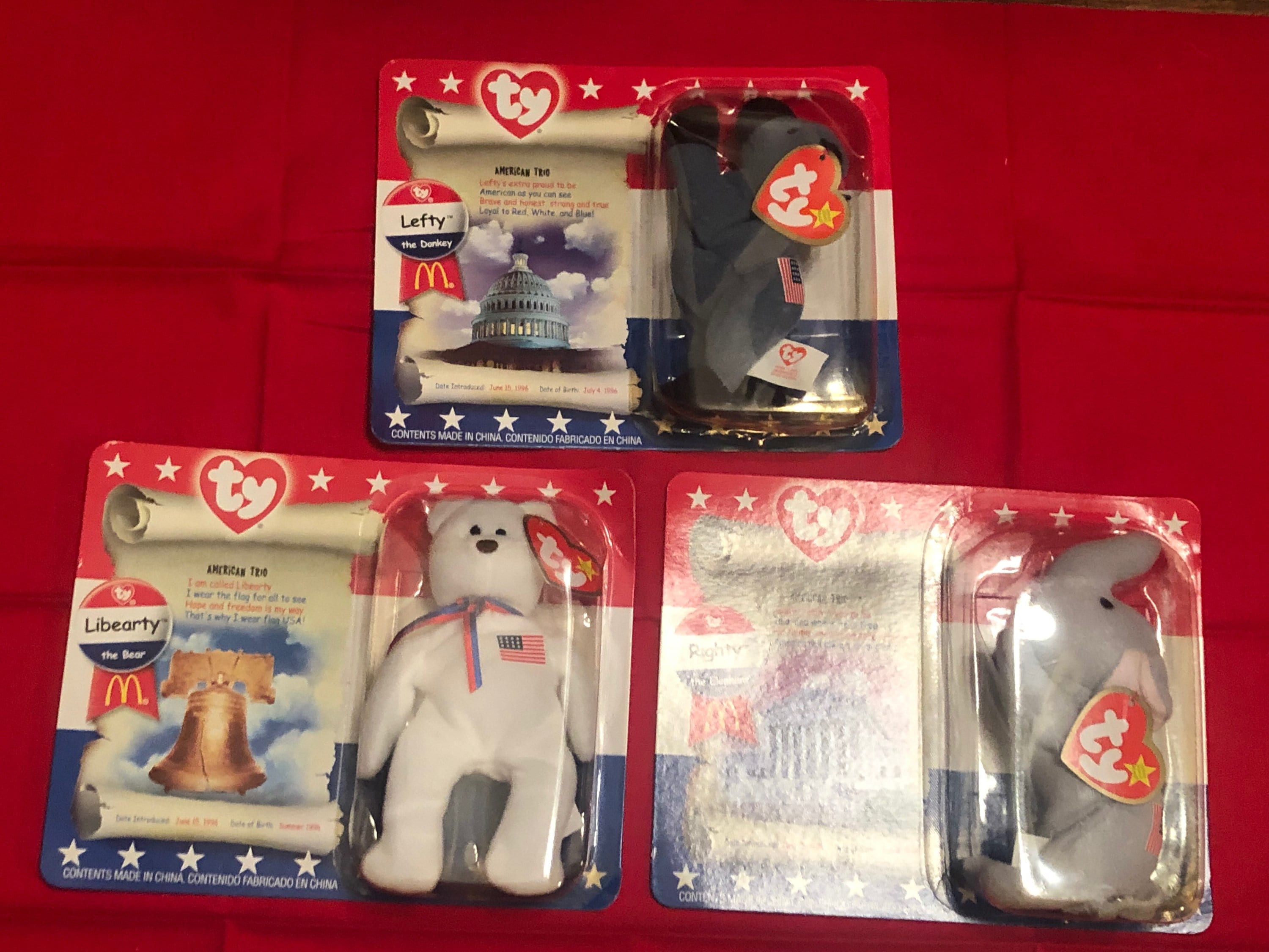 Original Ty Beanie Babies Mcdonalds American Trio Lefty, Righty and ...