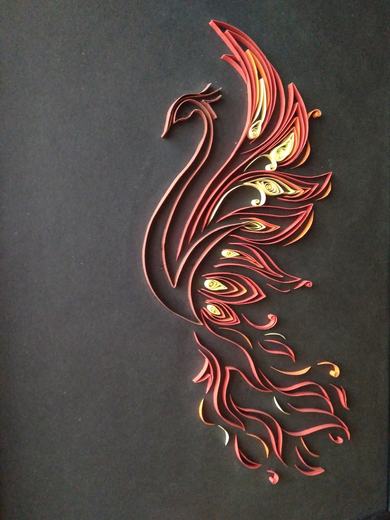 Phoenix on a black background in Quilling technique | Etsy