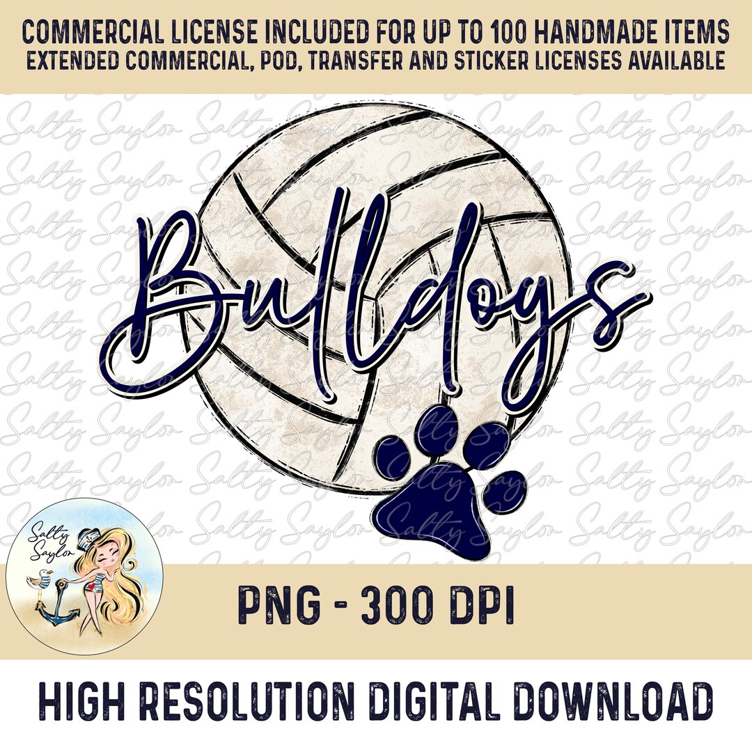 Bulldogs Navy Blue Volleyball PNG, Sublimation Digital Download, Navy ...