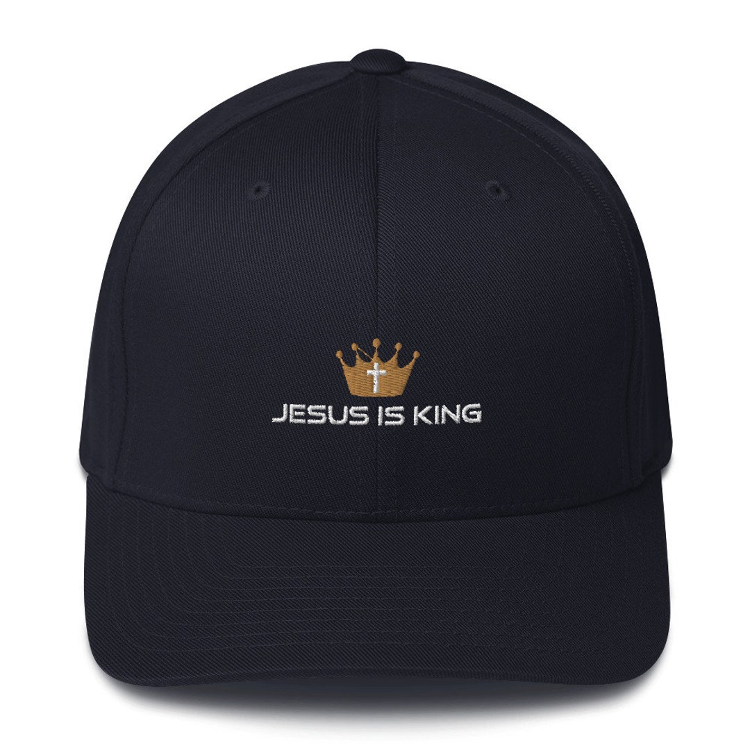Jesus is King Cross Crown Prince of Peace Embroidered Flexfit 6277 ...
