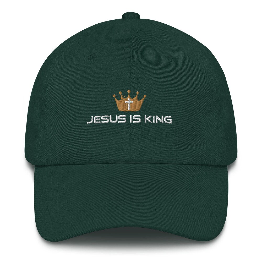 Jesus is King Cross Crown Embroidered Cotton Baseball Dad Hat Cap ...