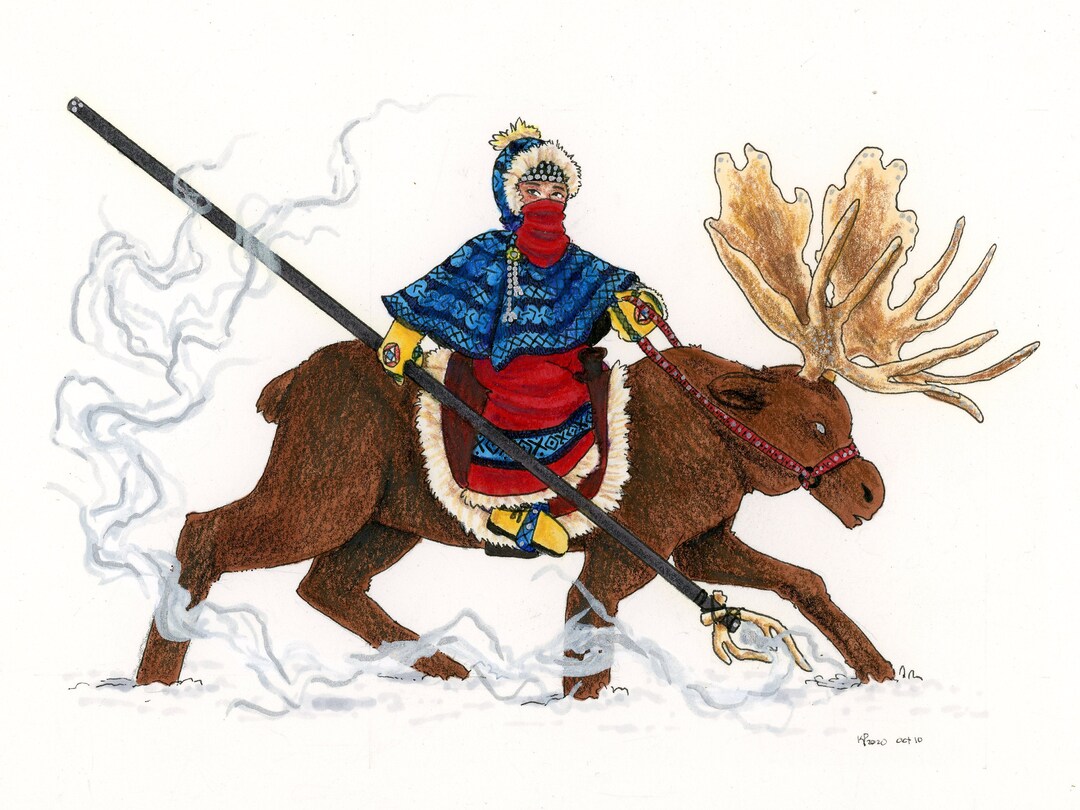 Moose Steed: 6x8 Inch Digital Print, Fantasy Steed Illustration ...